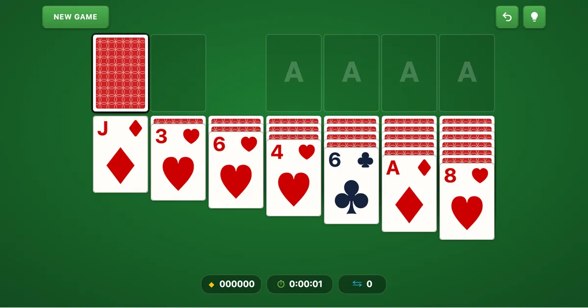 Klondike Solitaire Turn 1 — Draw One Card Free Online